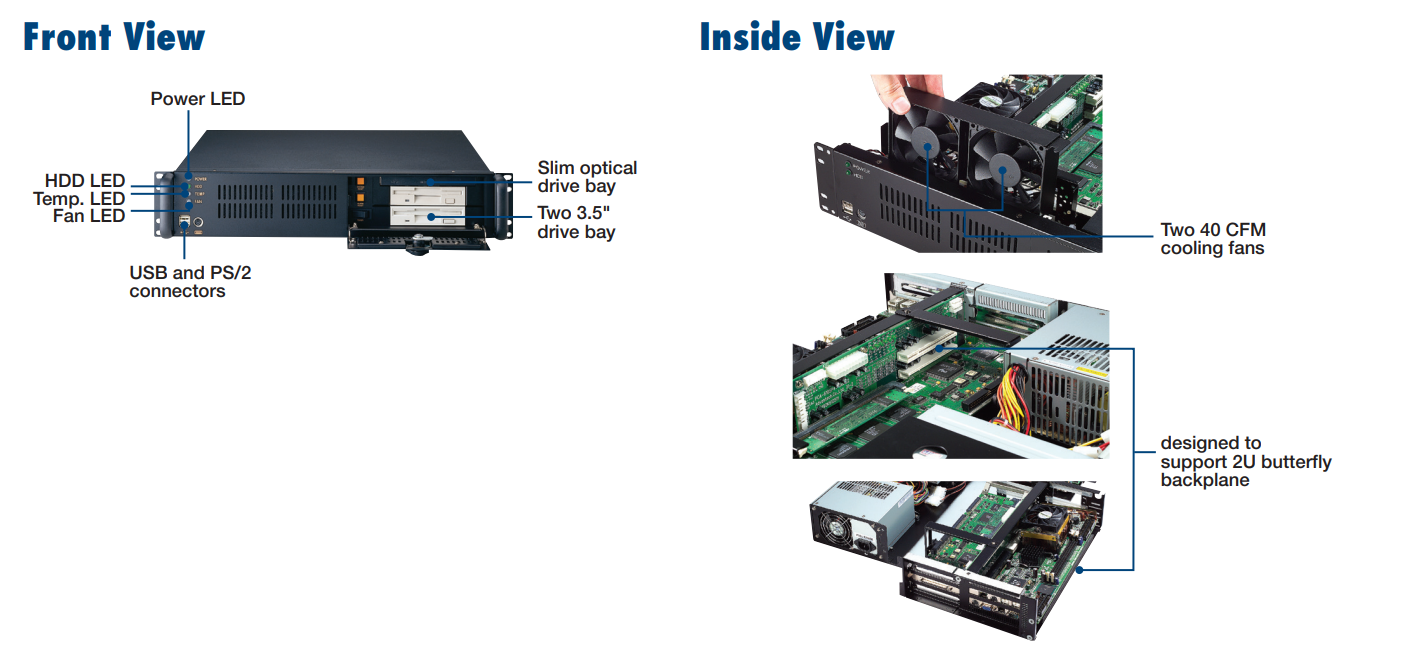 Advantech ACP-2000 - Châssis rackable 2U industriel | Ozone Connect